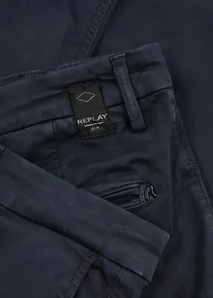 REPLAY Benni Hyperflex X.lite Cotton-blend Chinos - Navy
