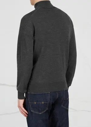 John Smedley Tapton Half-zip Merino Wool Jumper - Charcoal