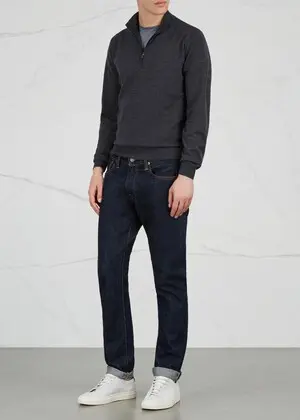 John Smedley Tapton Half-zip Merino Wool Jumper - Charcoal