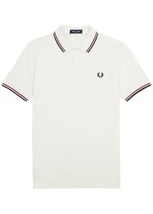 Fred Perry Twin Tipped Piqué Cotton Polo Shirt - White