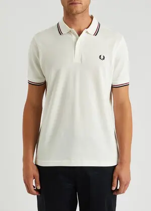 Fred Perry Twin Tipped Piqué Cotton Polo Shirt - White