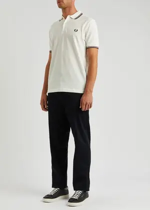 Fred Perry Twin Tipped Piqué Cotton Polo Shirt - White