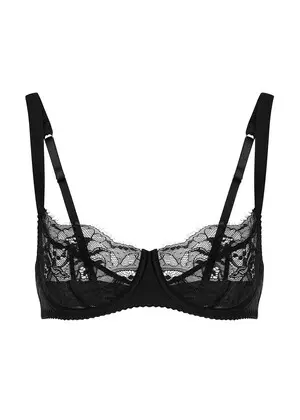 FLEUR OF ENGLAND Signature Lace Balcony Bra - Black