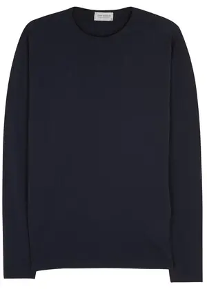 John Smedley Fine-knit Merino Wool Crew Neck Jumper - Navy