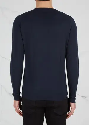 John Smedley Fine-knit Merino Wool Crew Neck Jumper - Navy