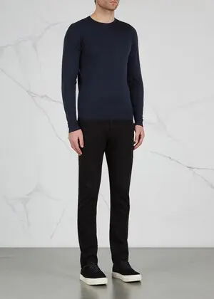 John Smedley Fine-knit Merino Wool Crew Neck Jumper - Navy