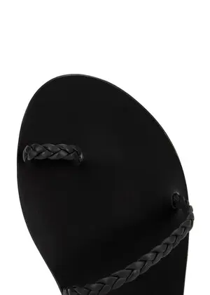 ANCIENT GREEK SANDALS Eleftheria Braided Leather Flat Sandals - Black