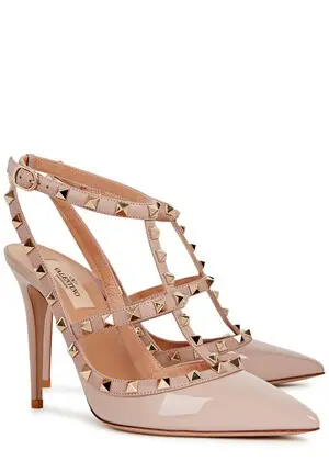 Valentino Garavani Rockstud Patent Leather Pumps - Nude
