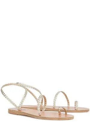 ANCIENT GREEK SANDALS Eleftheria Braided Leather Flat Sandals - Gold