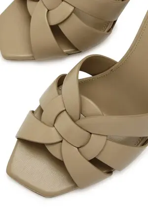 Saint Laurent Tribute 85 Leather Mules - Beige