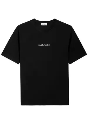 LANVIN Logo-embroidered Cotton T-shirt - Black