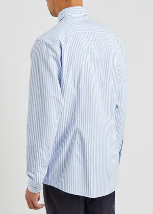 Eton Striped Cotton Oxford Shirt - Blue