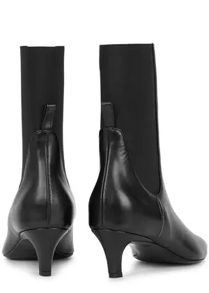 TOTEME Leather Ankle Boots - Black