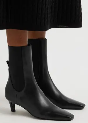 TOTEME Leather Ankle Boots - Black