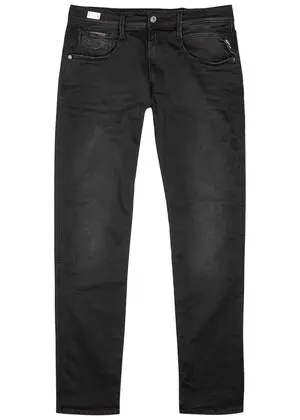 REPLAY Anbass Hyperflex Clouds Slim-leg Jeans - Dark Grey