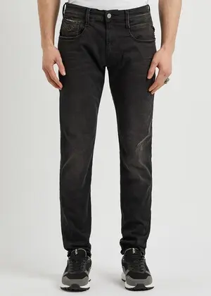 REPLAY Anbass Hyperflex Clouds Slim-leg Jeans - Dark Grey