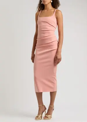 Bec & Bridge Karina Tuck Ruched Midi Dress