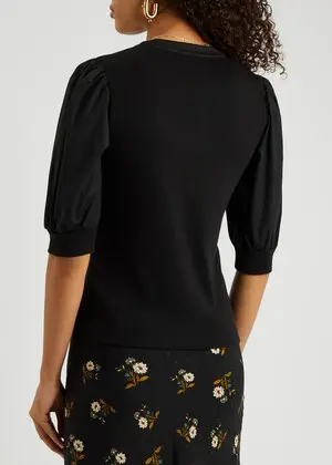 Veronica Beard Coralee Ribbed Stretch-cotton Top - Black