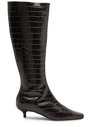 TOTEME Crocodile-effect Leather Knee-high Boots