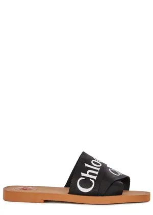 Chloé Woody Logo-print Canvas Sliders
