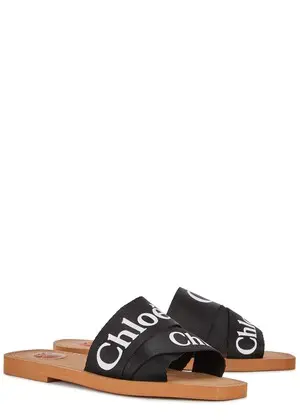 Chloé Woody Logo-print Canvas Sliders