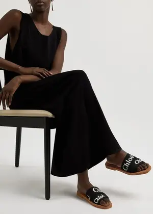 Chloé Woody Logo-print Canvas Sliders