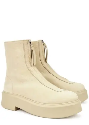 THE ROW Nubuck Ankle Boots - Beige