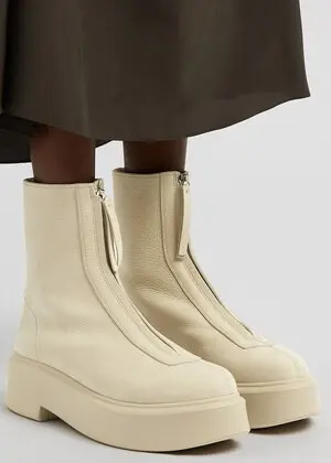 THE ROW Nubuck Ankle Boots - Beige