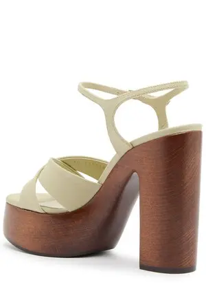 Saint Laurent Bianca 125 Canvas Platform Sandals - Beige
