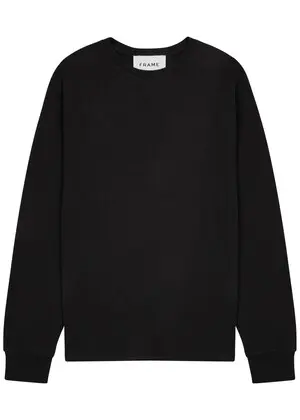 FRAME Cotton Crewneck Top - Black