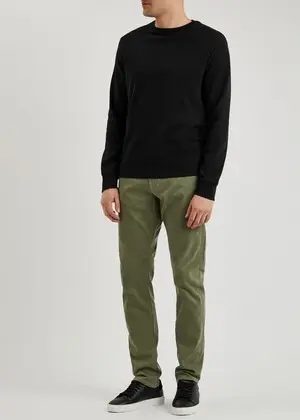 FRAME Cotton Crewneck Top - Black