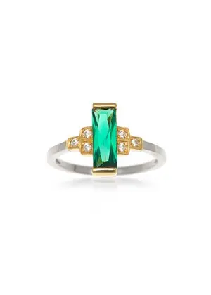 LAURA VANN Audrey Crystal-embellished Ring - Green