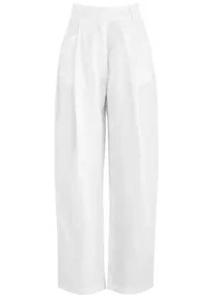 AEXAE Wide-leg Linen Trousers - White