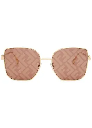 Fendi Ff-print Square-frame Sunglasses