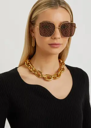 Fendi Ff-print Square-frame Sunglasses