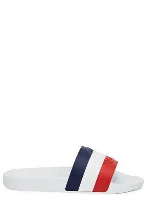 Moncler Basile Striped Rubber Slides - White