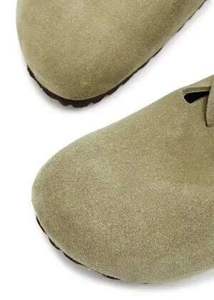 BIRKENSTOCK Boston Suede Clogs - Taupe