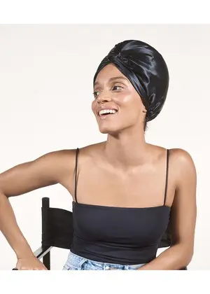 Slip Pure Silk Turban - Black