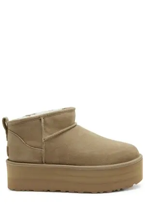 UGG Ultra Mini Suede Flatform Boots - Sand