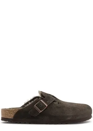 BIRKENSTOCK Boston Shearling-lined Suede Clogs - Brown