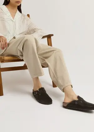 BIRKENSTOCK Boston Shearling-lined Suede Clogs - Brown
