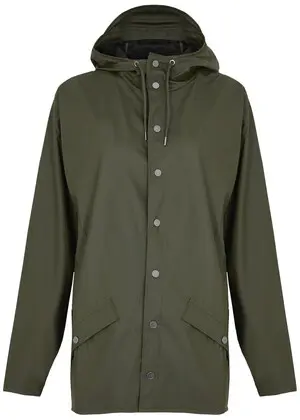 Rains Hooded Waterproof Jacket - Dark Green