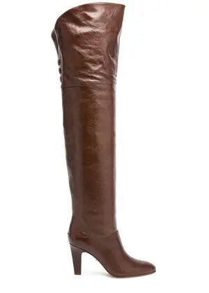 Chloé Eve 90 Glossed-leather Over-the-knee Boots - Brown
