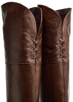 Chloé Eve 90 Glossed-leather Over-the-knee Boots - Brown