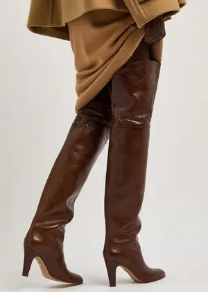 Chloé Eve 90 Glossed-leather Over-the-knee Boots - Brown