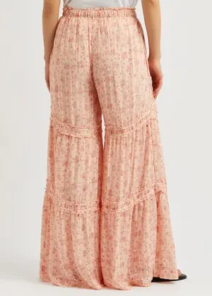 Free People Printed Chiffon Trousers