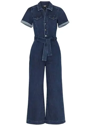 Paige Vanessa Wide-leg Denim Jumpsuit - Dark Blue