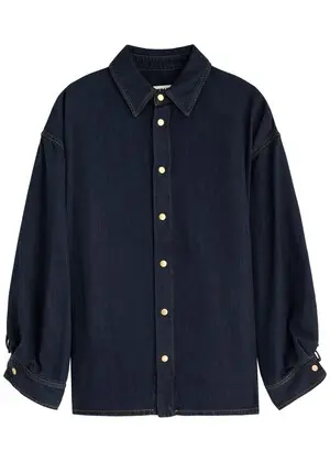DARKPARK Keanu Ruched Denim Shirt - Dark Blue