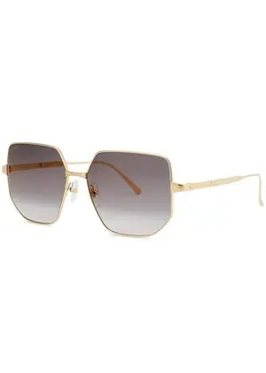 Cartier Santos De Square-frame Sunglasses - Gold