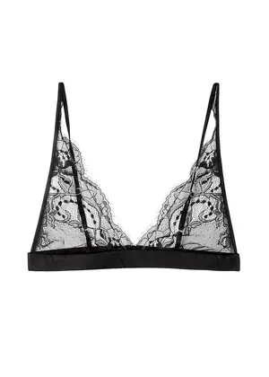 FLEUR OF ENGLAND Signature Boudoir Lace Soft-cup Bra - Black